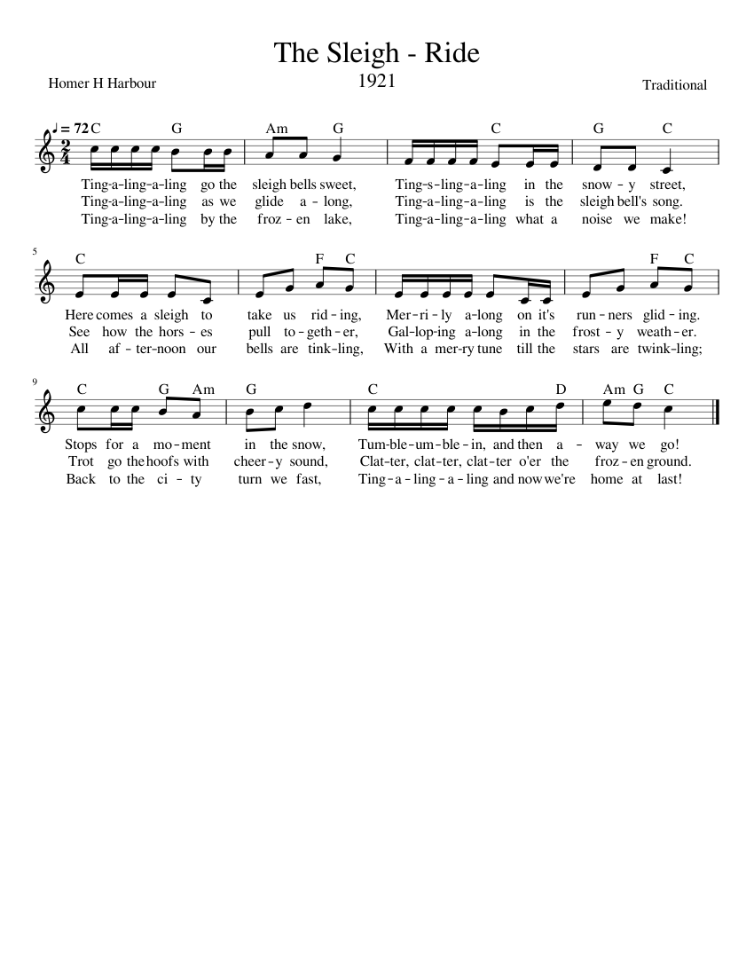 The Sleigh - Ride Sheet music for Piano (Solo) Easy | Musescore.com