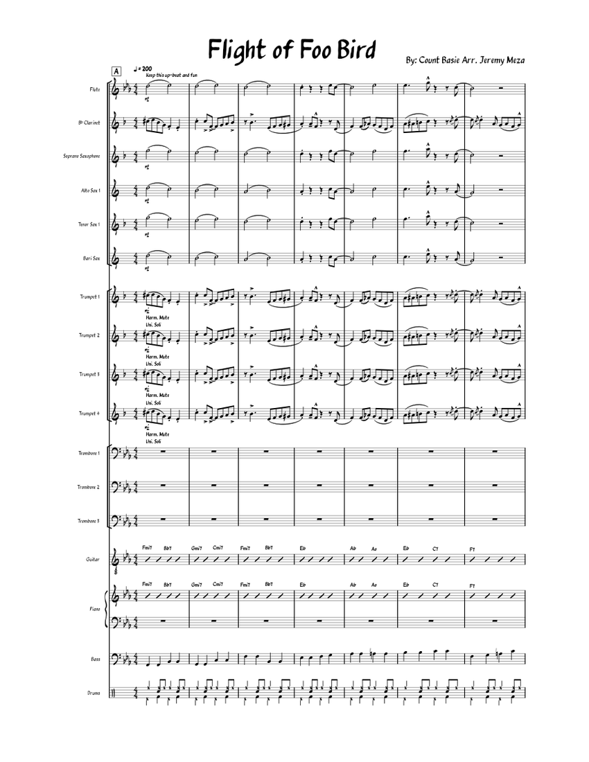 Flight of the Foo Birds – Count Basie Arr. Jeremy Meza Sheet Music for ...