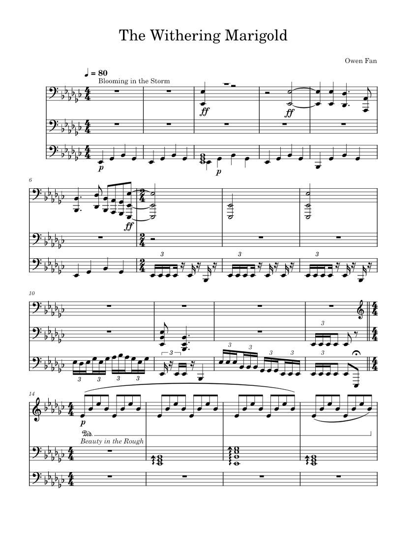 The Withering Marigold Sheet music for Piano (Piano Four Hand ...