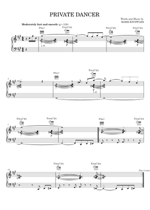 Private Dancer - Tina Turner Sheet Music with Chords for Piano ...
