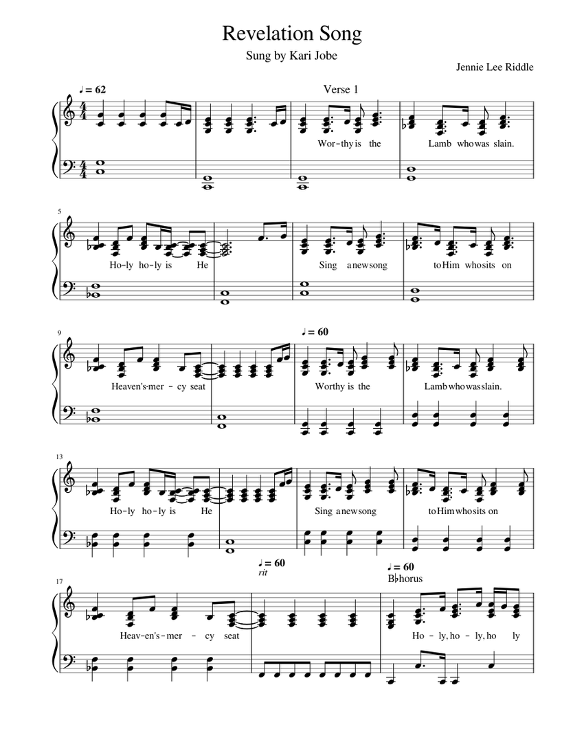 Revelation Song Sheet Music with Chords for Piano (Solo) | MuseScore.com