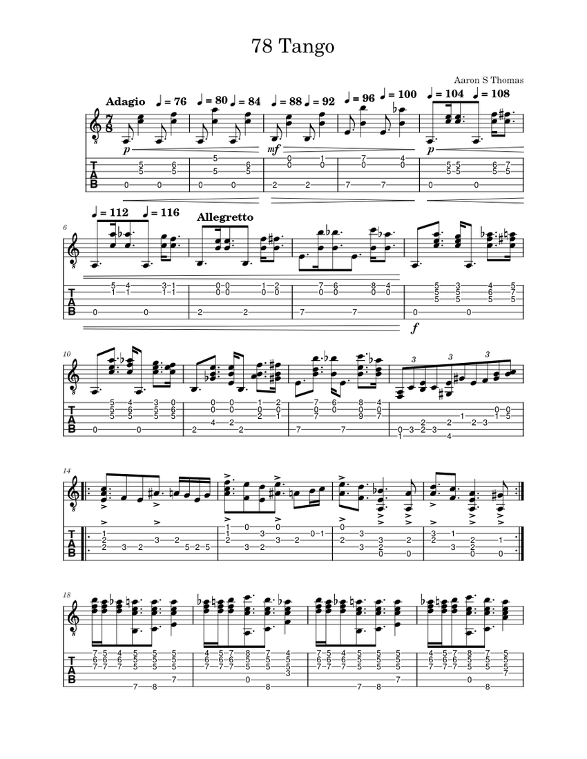 78 Tango Sheet music for Guitar (Solo) | Musescore.com