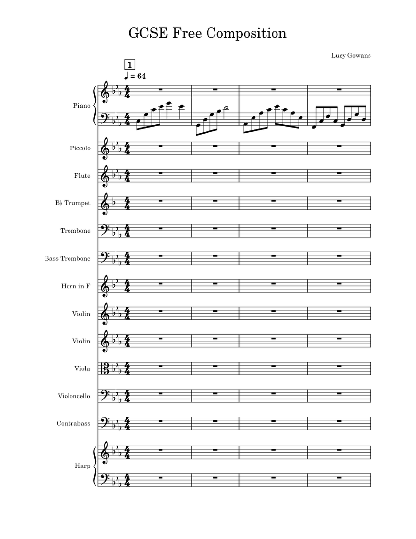 GCSE Composition - film music Sheet music for Piano, Trombone, Trombone ...