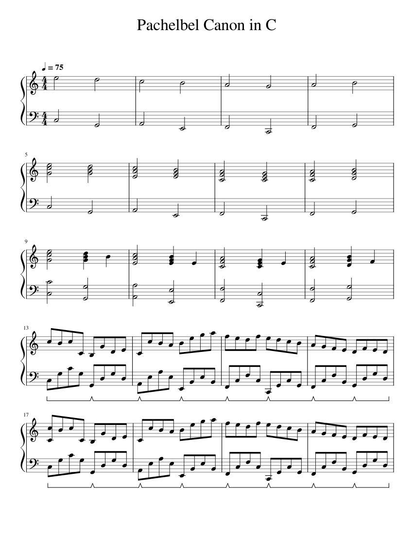 Canon in c – Johann Pachelbel Sheet music for Piano (Solo) | Musescore.com