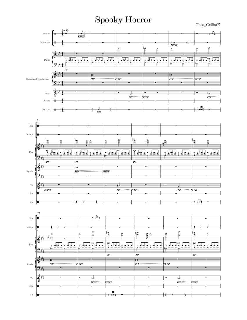 Spooky Horror Sheet Music for Piano, Vocals, Drum group, Synthesizer ...