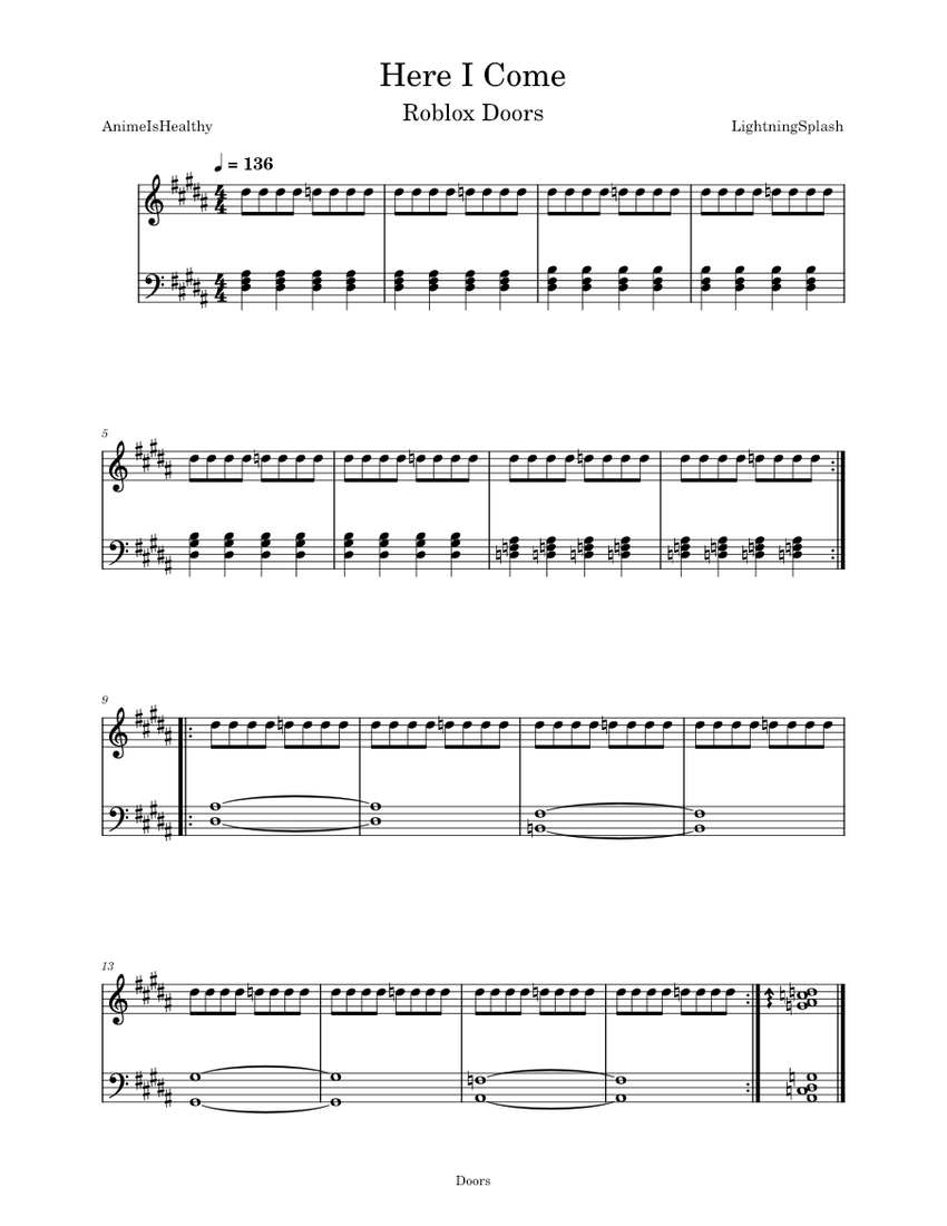 Here I come – LSPLASH Here I Come Sheet Music for Piano (Solo) easy ...