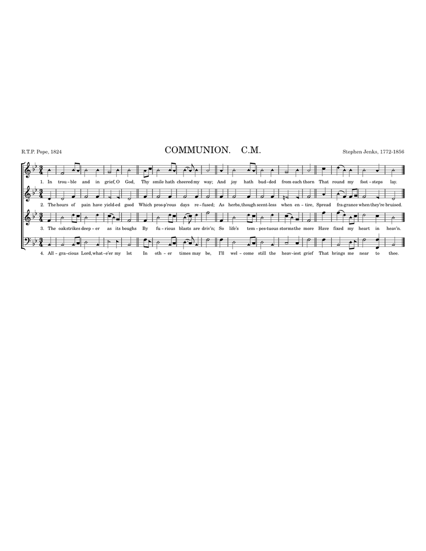 Communion – Stephen Jenks . Sheet Music for Soprano, Alto, Tenor, Bass ...