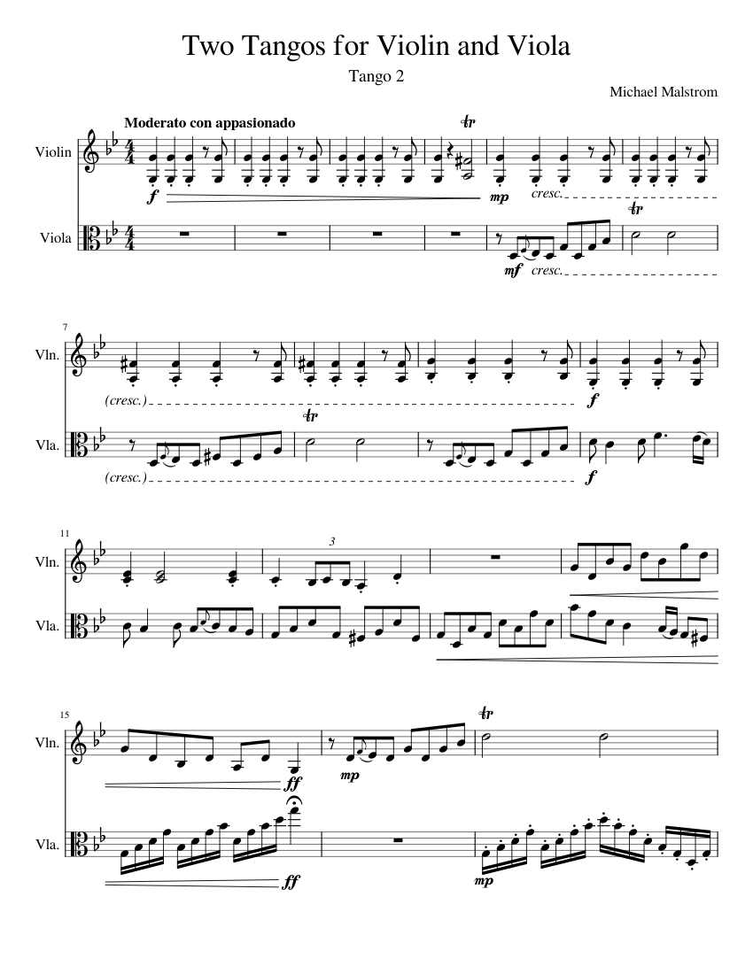 Tango_2_for_Violin_and_Viola Sheet Music for Violin, Viola (String Duet ...