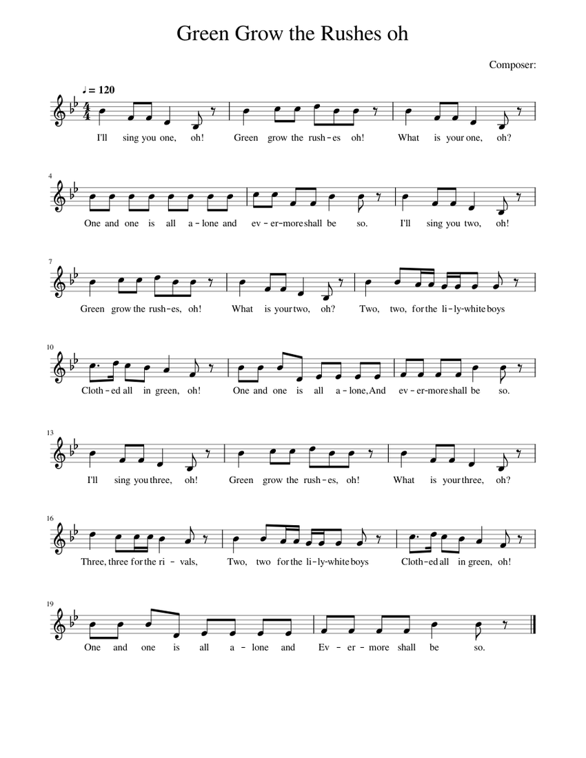 Green Grow the Rushes oh Sheet music for Piano (Solo) | Musescore.com