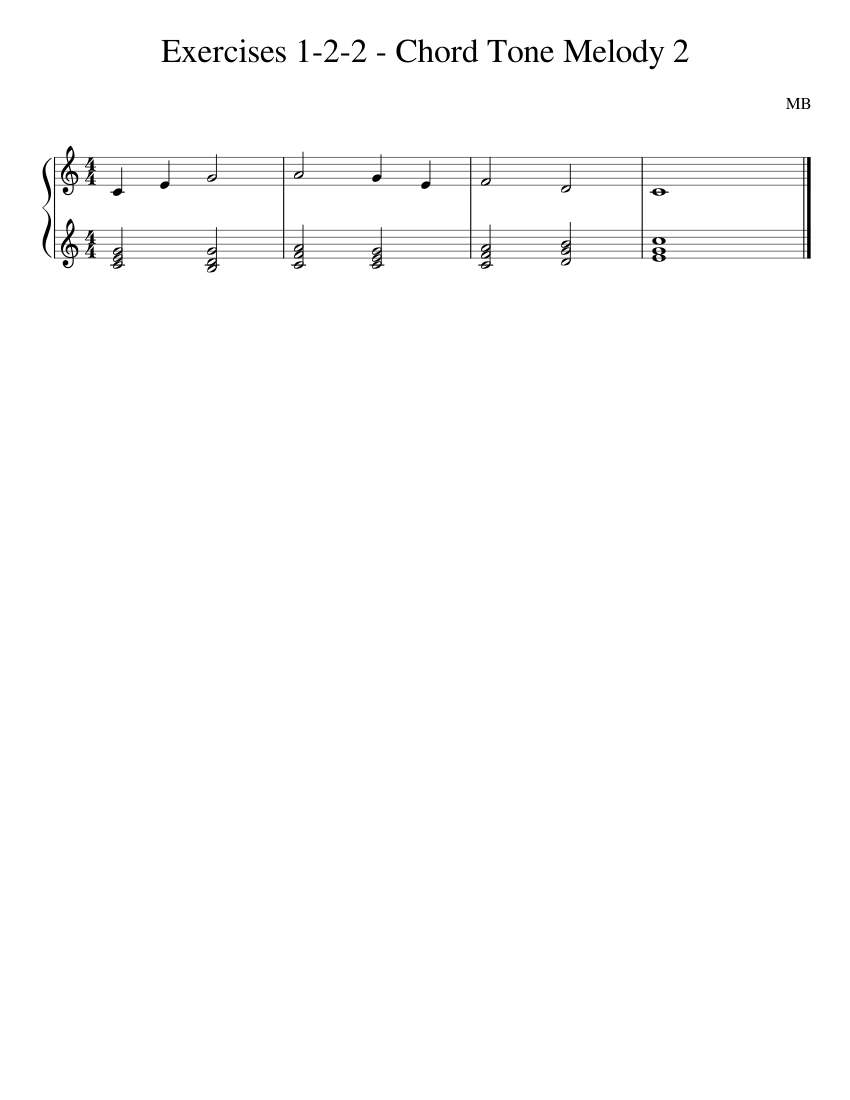 Exercises 1-2-2 - Chord Tone Melody 2 Sheet music for Piano (Solo) Easy ...