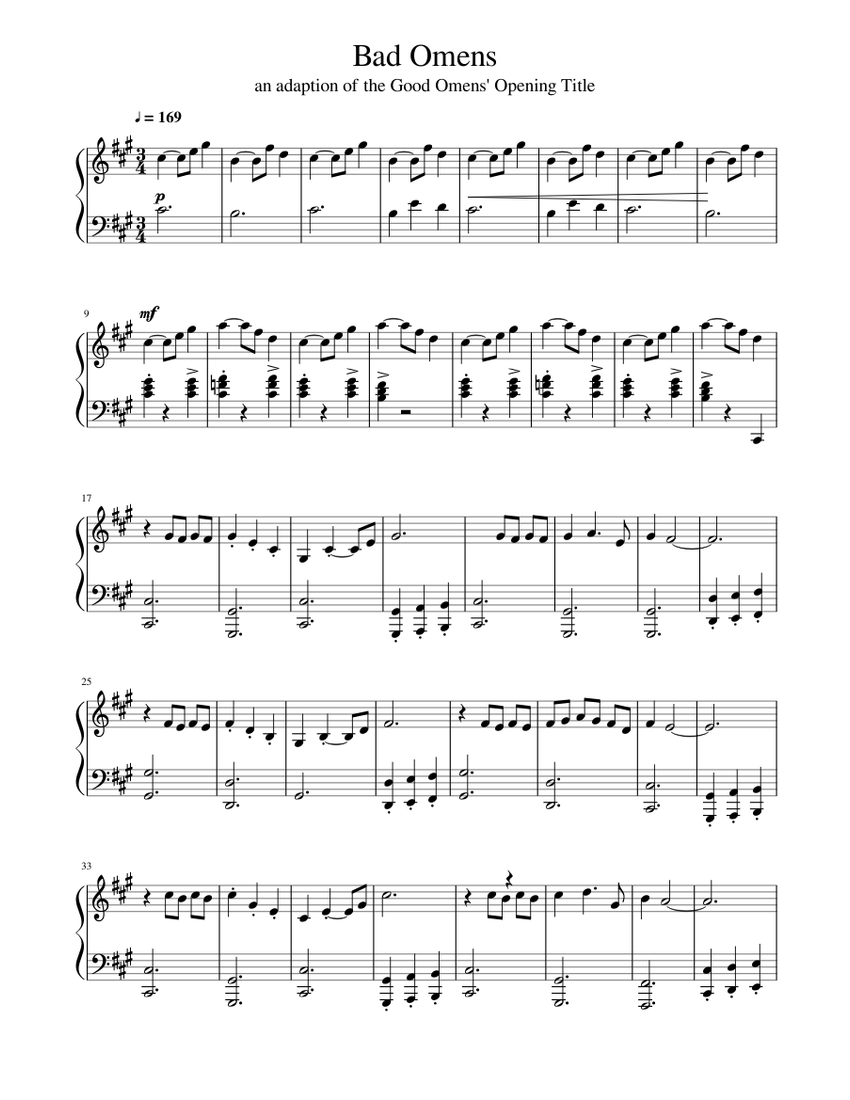 Bad Omens A Variation Of Good Omens Opening Titel Sheet Music For bad-omens-a-variation-of-good-omens-opening-titel-sheet-music-for