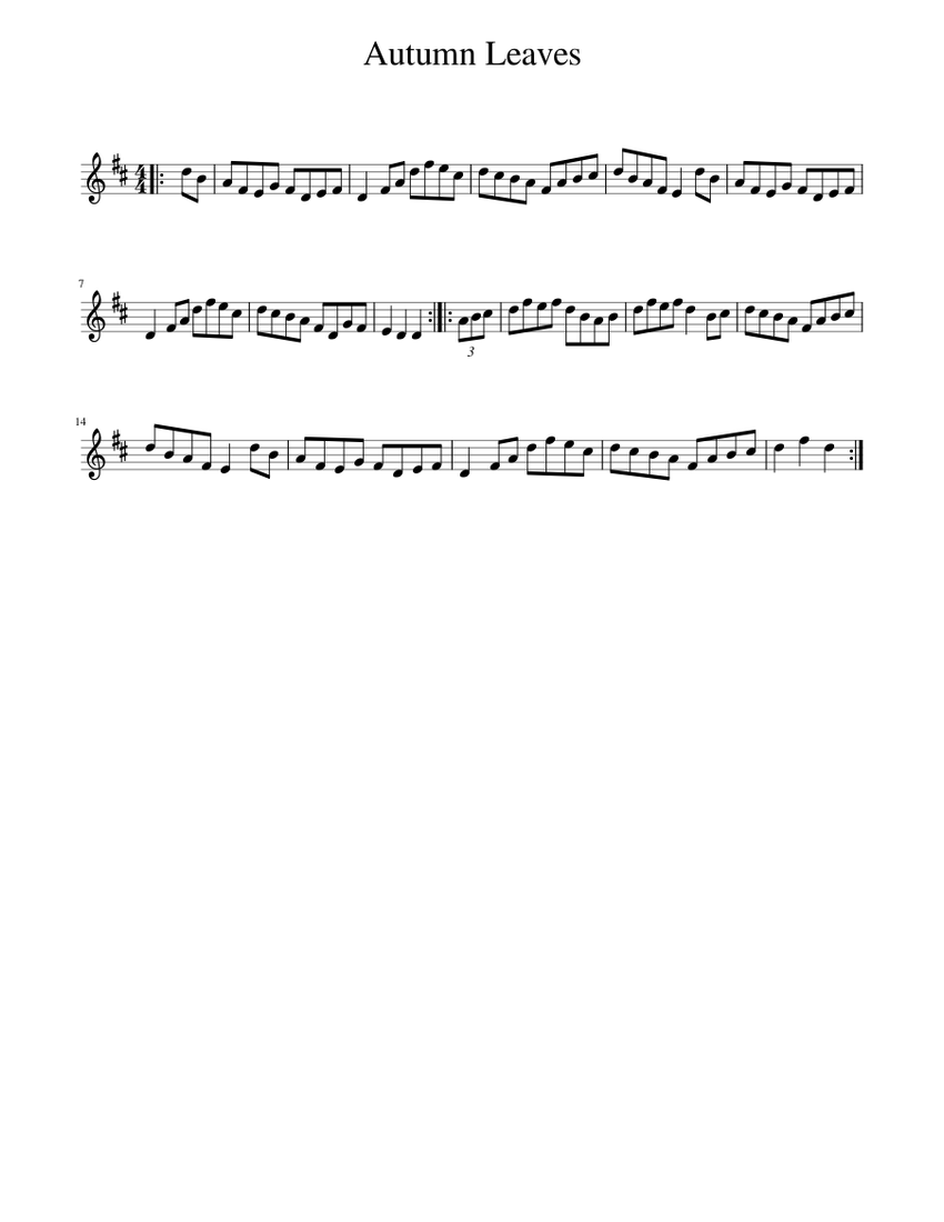 Autumn Leaves Sheet music for Piano (Solo) Easy | Musescore.com