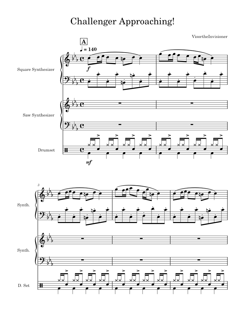 Challenger Approaching! Sheet music for Drum group, Synthesizer (Mixed ...