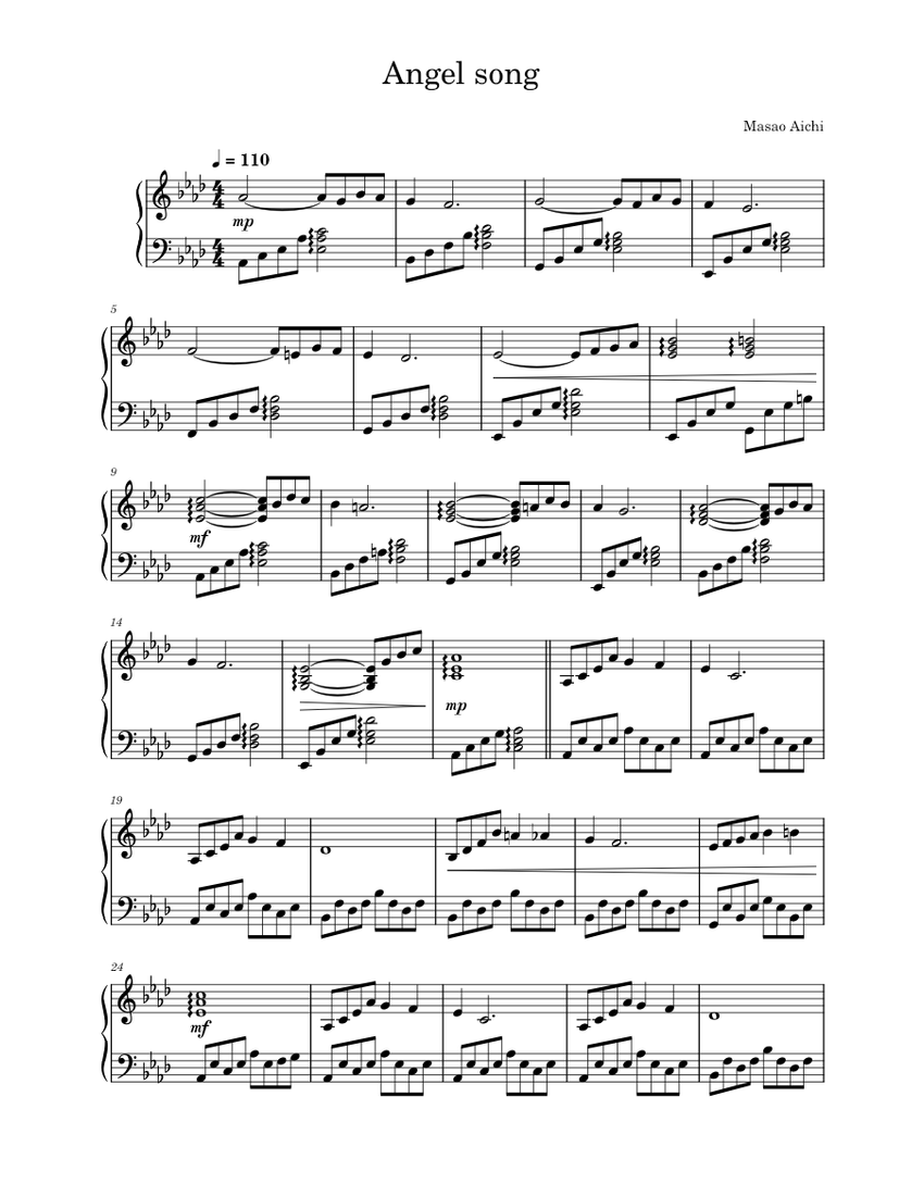 Angel song Sheet music for Piano (Solo) | Musescore.com