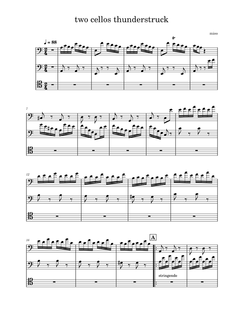Thunderstruck (Intro) – 2Cellos two cellos thunderstruck Sheet music ...