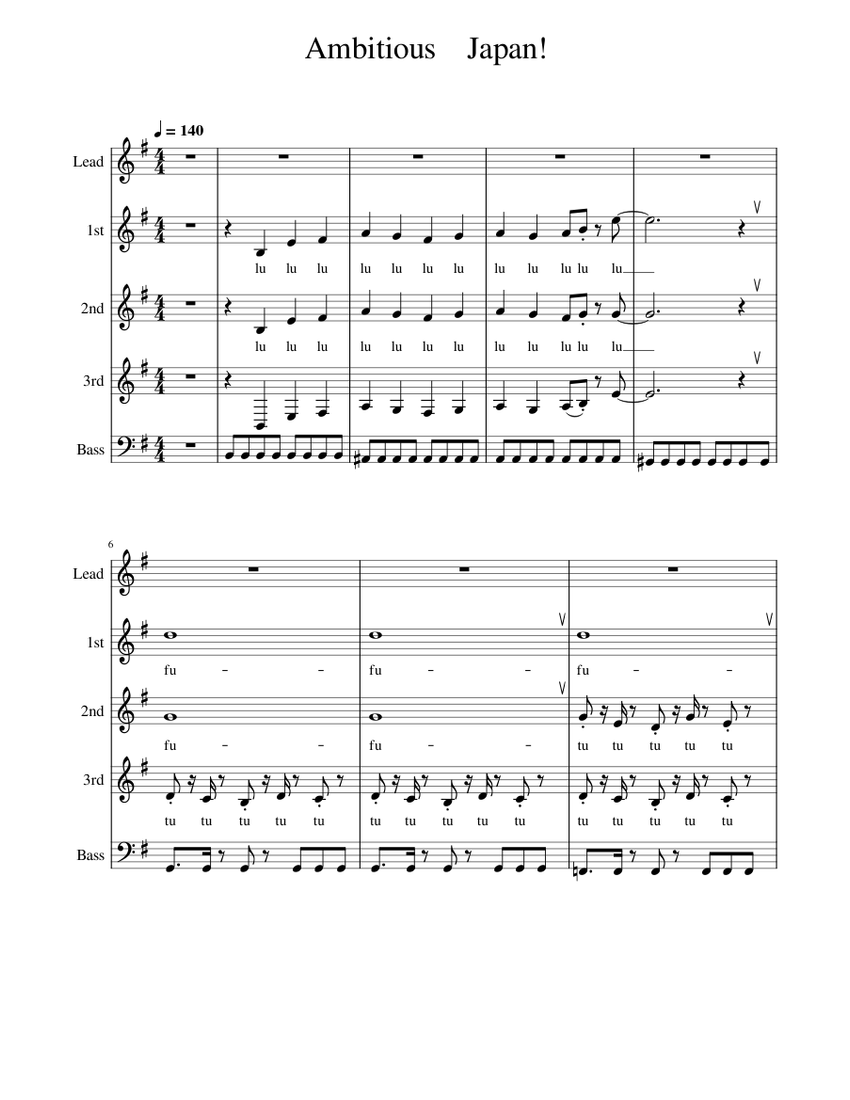 Ambitious Japan!（＋2） Sheet Music for Piano (Mixed Quintet) | MuseScore.com