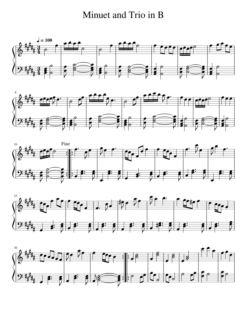 Minuet and Trio in B Sheet music for Piano (Solo) Easy | Musescore.com