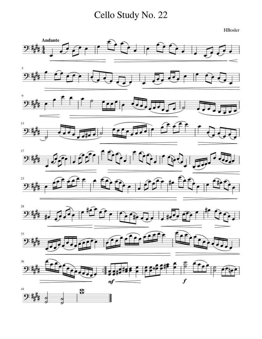 Cello Study No. 22 Sheet music for Cello (Solo) | Musescore.com
