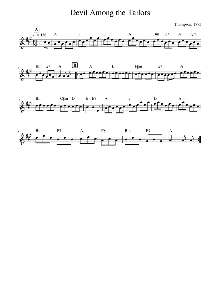 Thompson - Devil Among the Tailors Sheet music for Piano (Solo) Easy ...