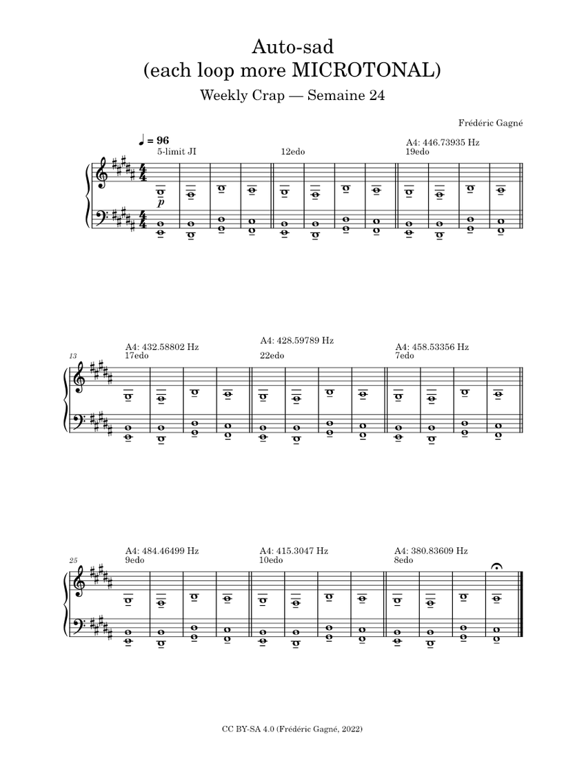 Auto-sad (each loop more MICROTONAL) - Frédéric Gagné Sheet music for ...