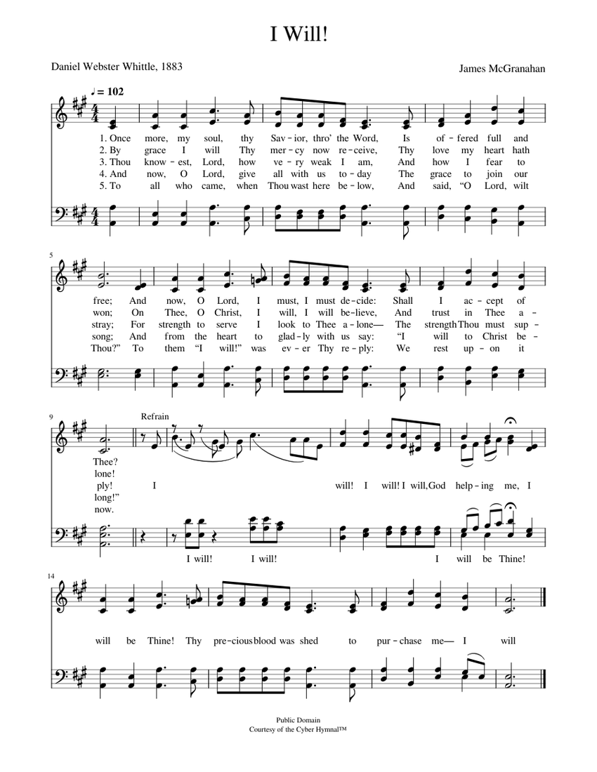 I will! (whittle) - James McGranahan Sheet music for Piano (Piano Duo ...