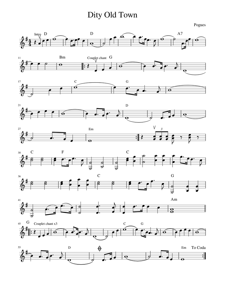 Dity Old Town Sheet music for Piano (Solo) | Musescore.com