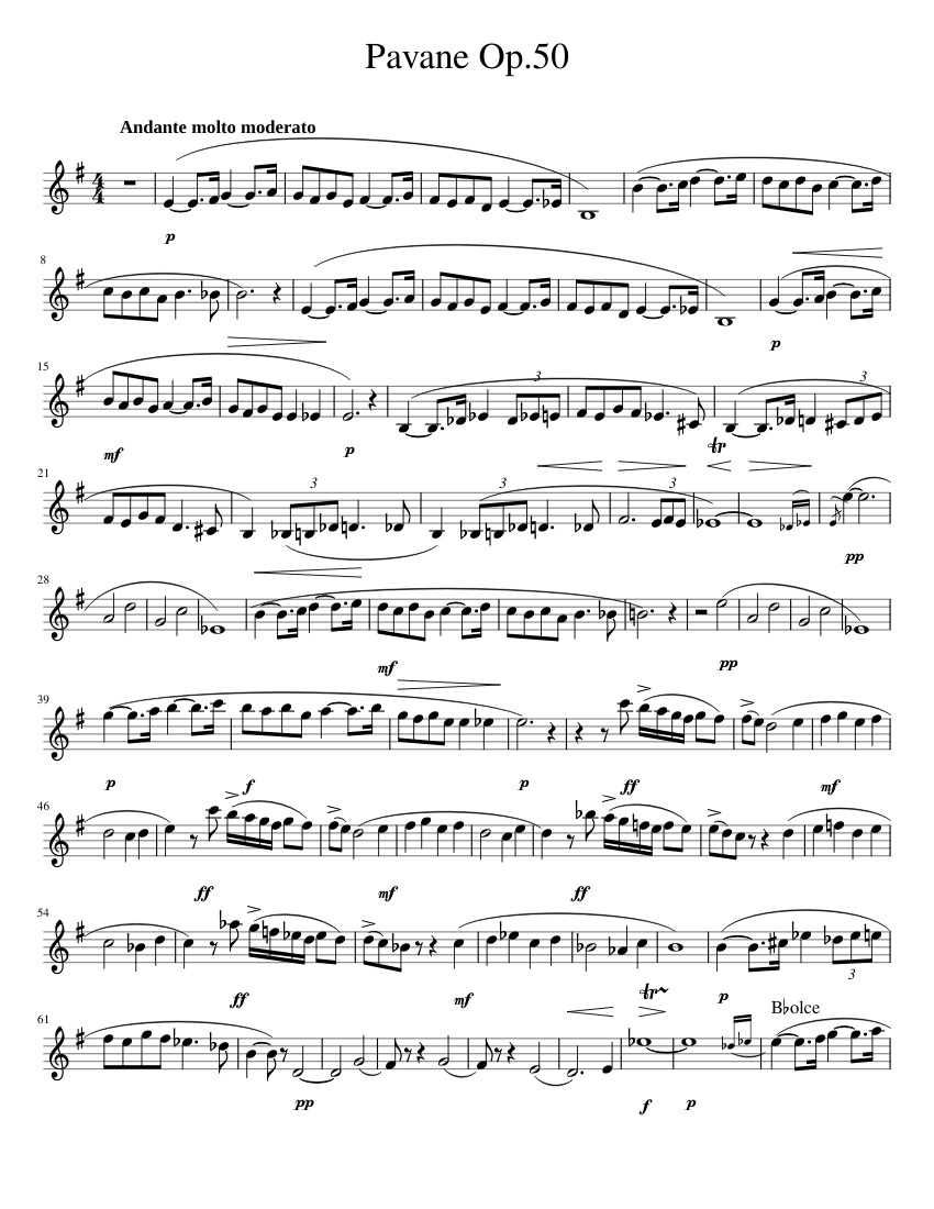 Pavane Op.50 Sheet music for Clarinet in b-flat (Solo) | Musescore.com