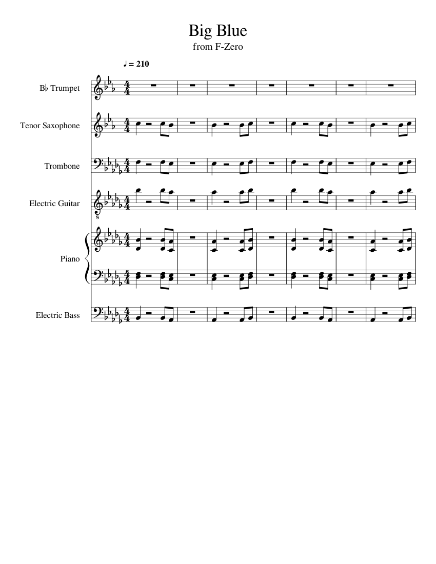 Big Blue Sheet music for Piano, Trombone, Saxophone tenor, Trumpet in b ...