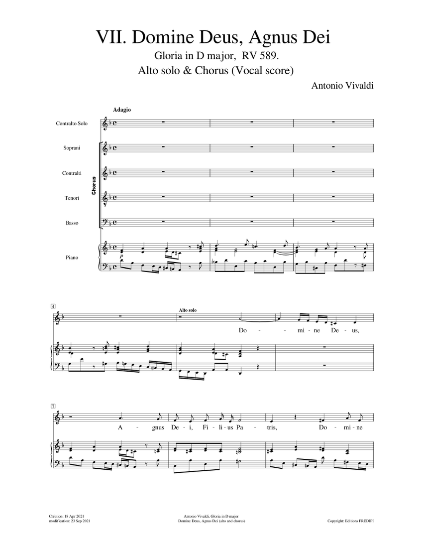 Gloria in D major, RV 589, VII - Domine Deus Agnus Dei – Antonio ...
