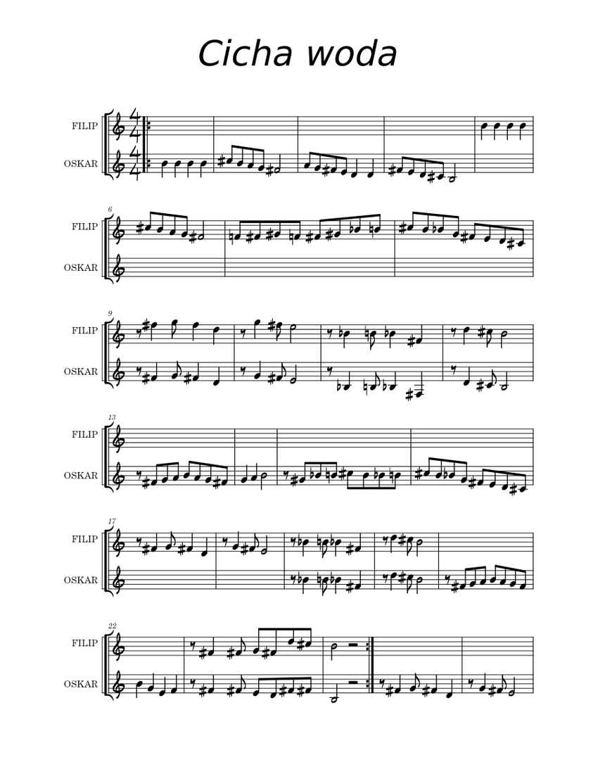 Cicha woda Sheet music for Trumpet in b-flat (Brass Duet) | Musescore.com