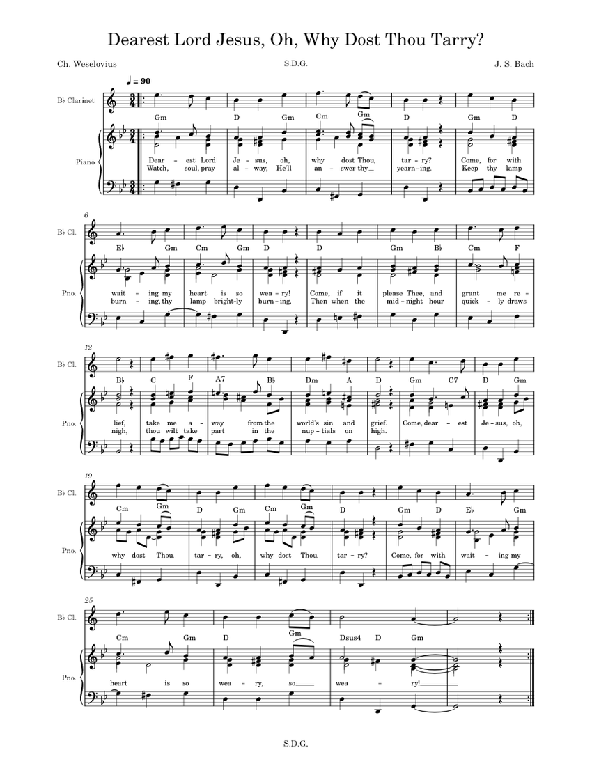 Dearest Lord Jesus, Oh, Why Dost Thou Tarry? - psalm étude (Bach) Sheet ...
