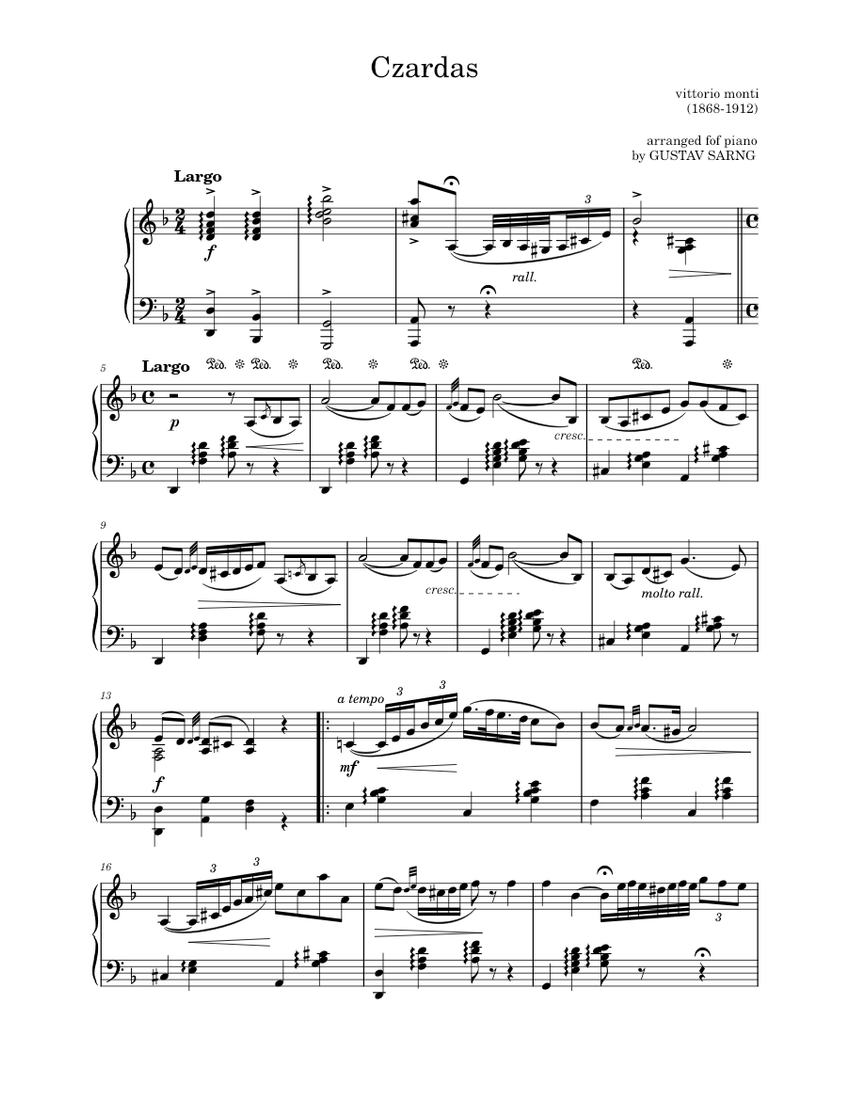 Czardas – Vittorio Monti Czardas Sheet music for Piano (Solo ...