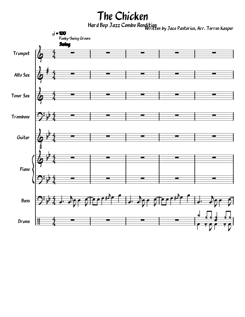 The Chicken (Hard Bop Jazz Combo Rendition) Sheet Music with Chords for ...