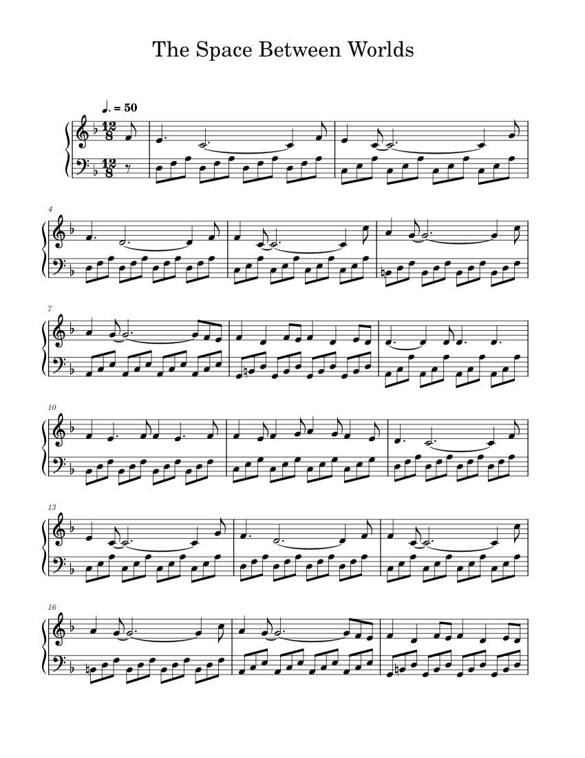 The Space Between Worlds (Bugsnax) – Seth Parker Sheet Music for Piano (Solo) Easy | MuseScore.com