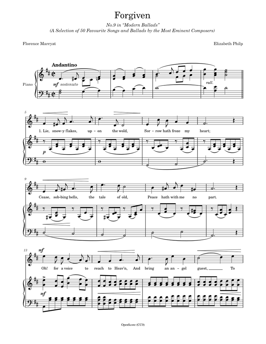 Philp, Elizabeth – Forgiven Sheet music for Piano, Vocals (Piano-Voice ...