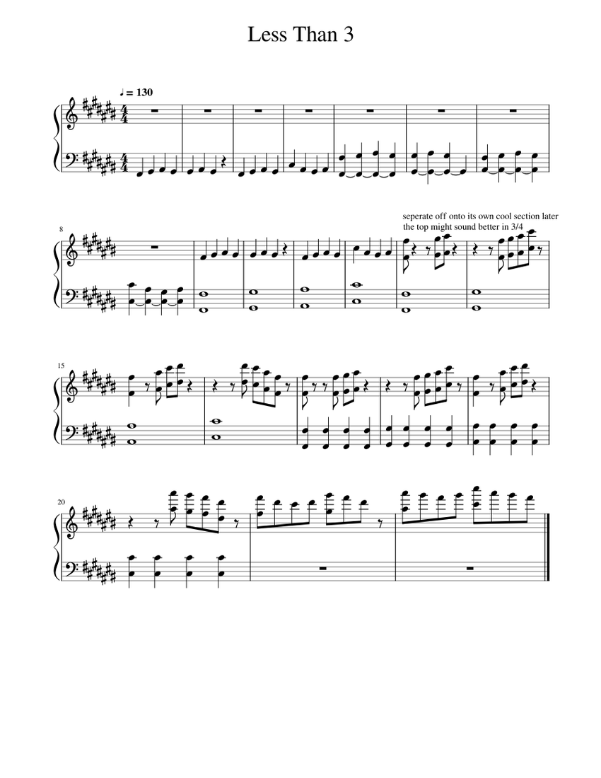 Less Than 3 [WIP] Sheet music for Piano (Solo) Easy | Musescore.com