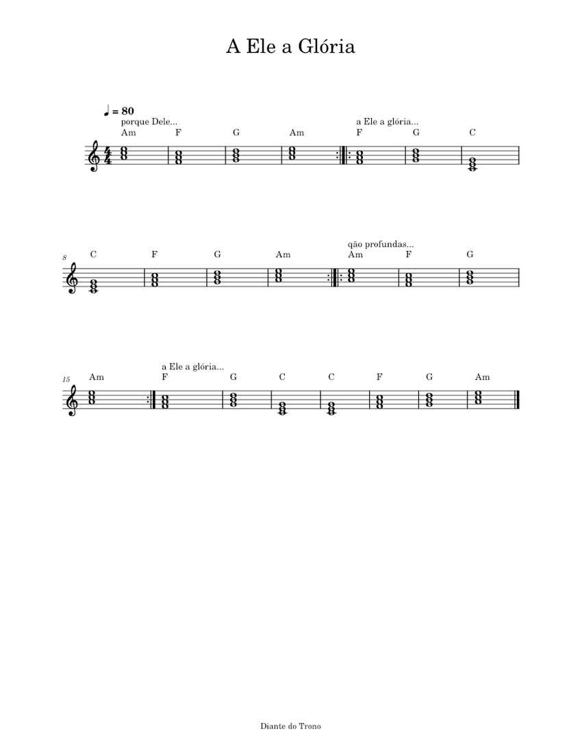 A ele a glória – Ana Paula Valadão Sheet music for Piano (Solo ...