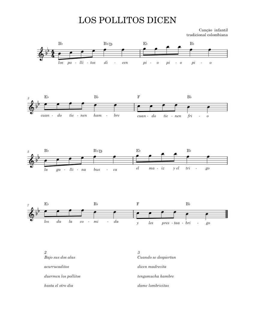Los Pollitos Dicen – Canciones Populares LOS POLLITOS GRUPO 3 Sheet ...