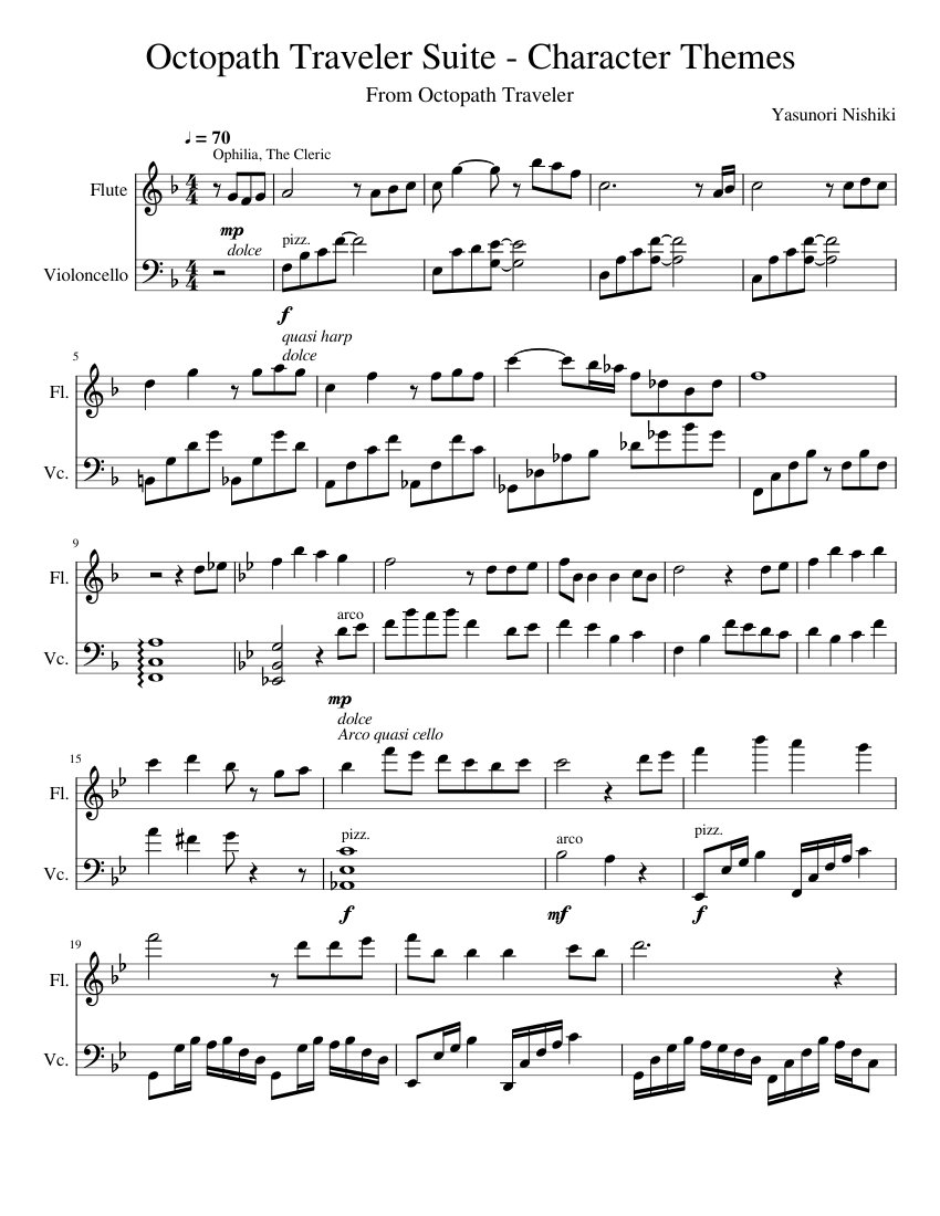 Octopath Traveler Suite Character Themes Duets for Woodwinds and Cello ...