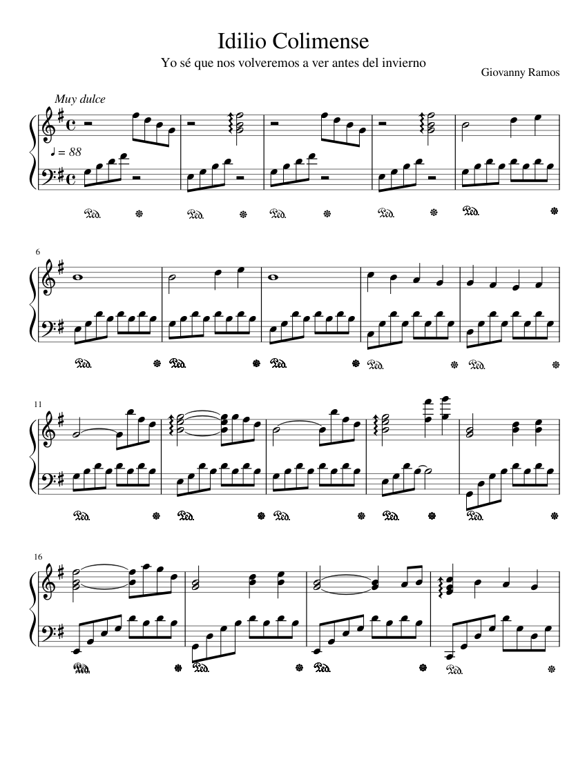 Idilio Colimense Sheet music for Piano (Solo) Easy | Musescore.com