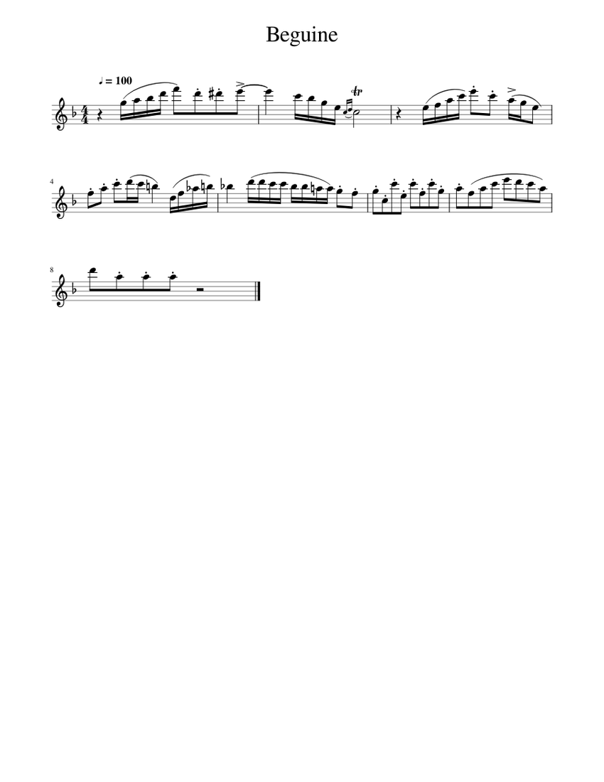Beguine Sheet music for Flute (Solo) | Musescore.com