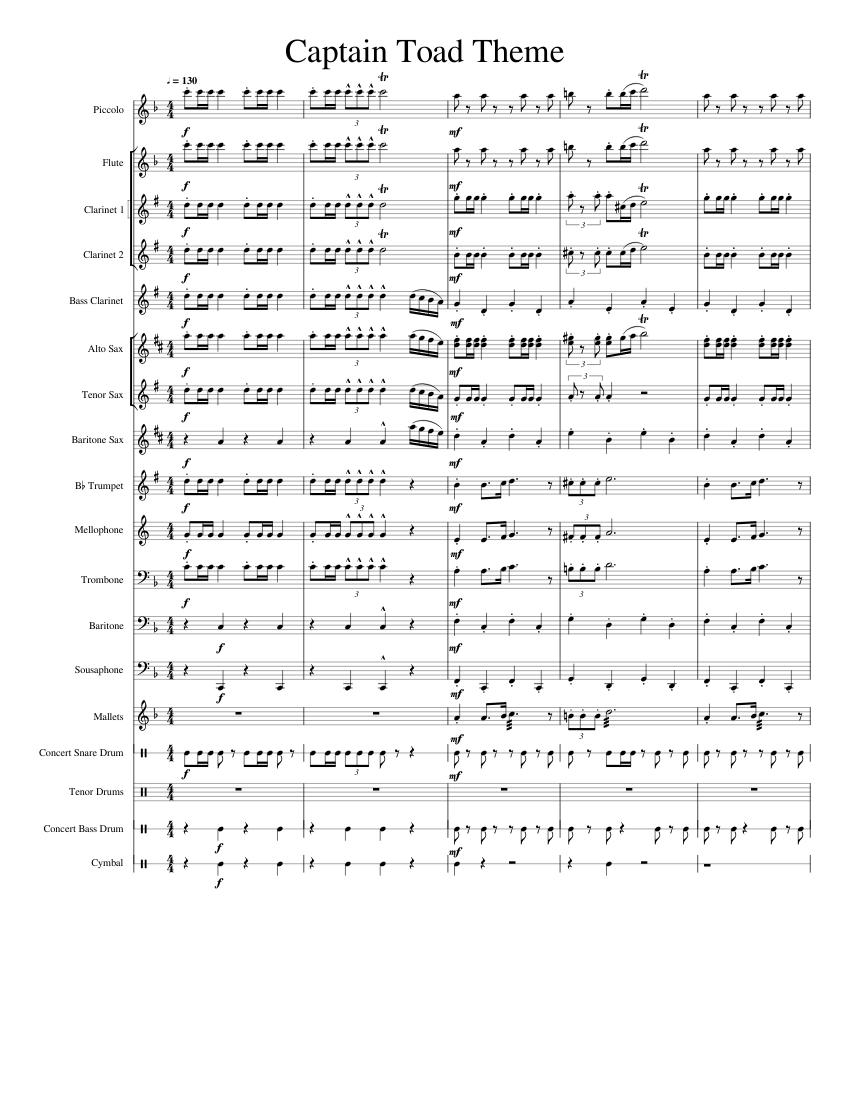 Captain Toad Theme (for pep band) Sheet music for Trombone, Mellophone ...