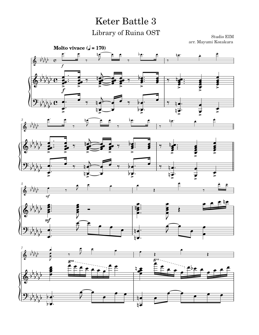 Keter Battle 3 [Library of Ruina] Sheet music for Piano, Violin (Mixed ...