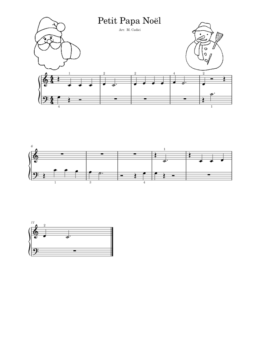 Petit Papa Noël Débutant Sheet Music for Piano (Solo) Easy | MuseScore.com
