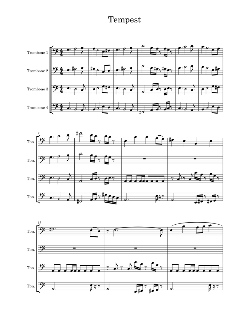 Tempest- Olivier Cadet Sheet music for Trombone (Brass Ensemble ...