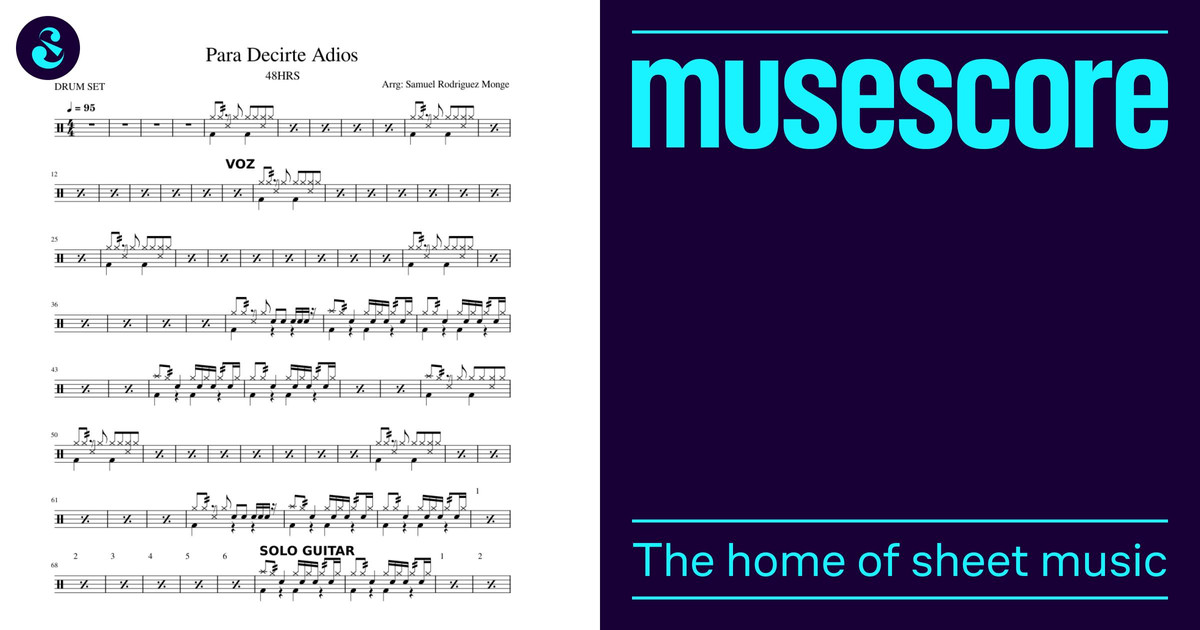 Para Decirte Adiós- Drum Set – RM_Music Sheet Music for Drum group (Marching Band) | MuseScore.com