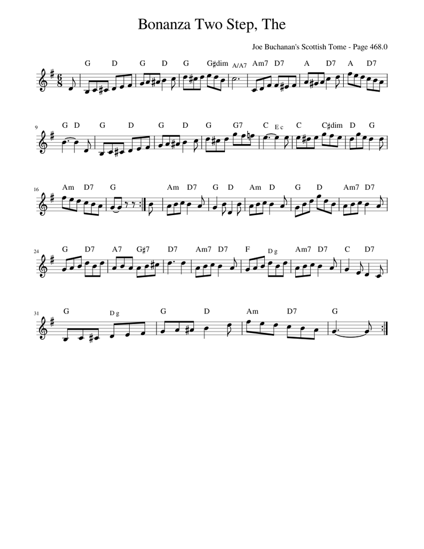 The Bonanza Two Step Sheet music for Piano (Solo) Easy | Musescore.com