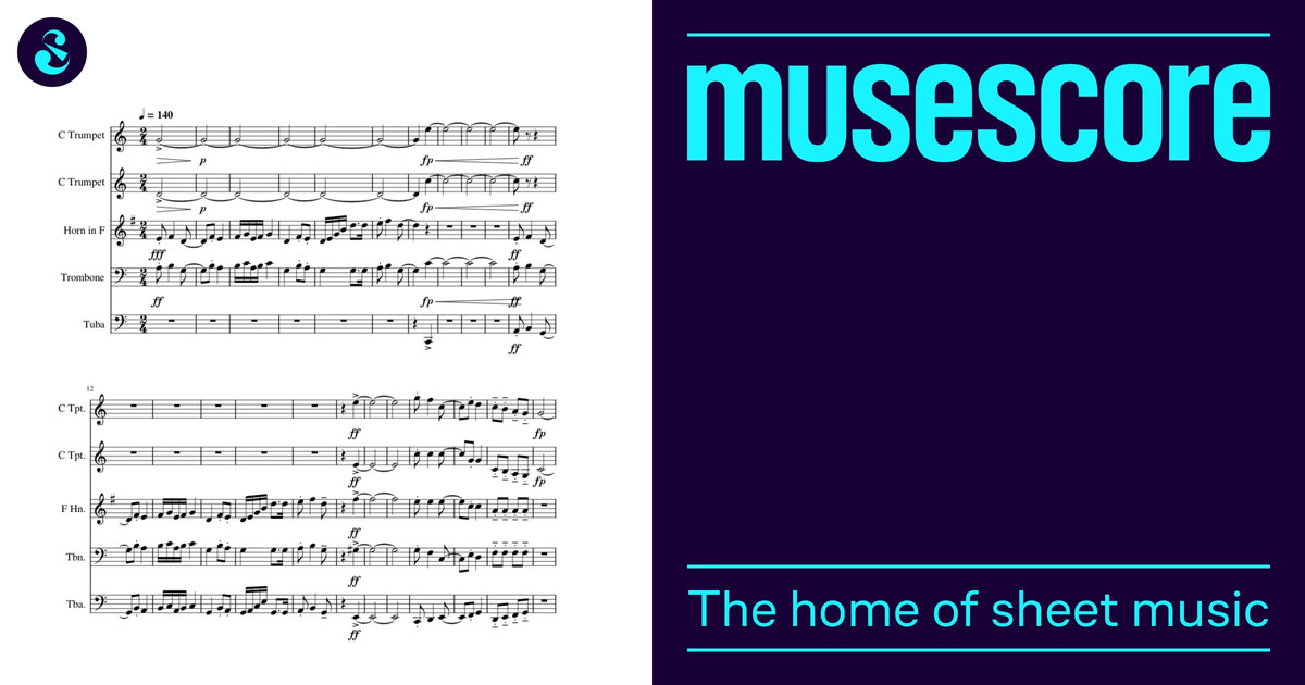 Jupiter brass quintet Sheet Music for Trombone, Tuba, French horn ...