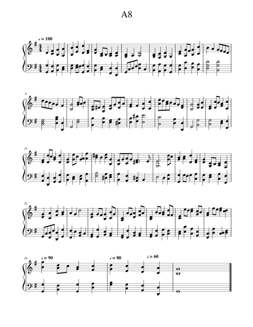 A8 Sheet Music for Piano (Solo) Easy | MuseScore.com