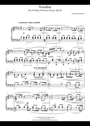Vocalise (No.14 from Fourteen Songs, Op.34) – Sergei Rachmaninoff ...